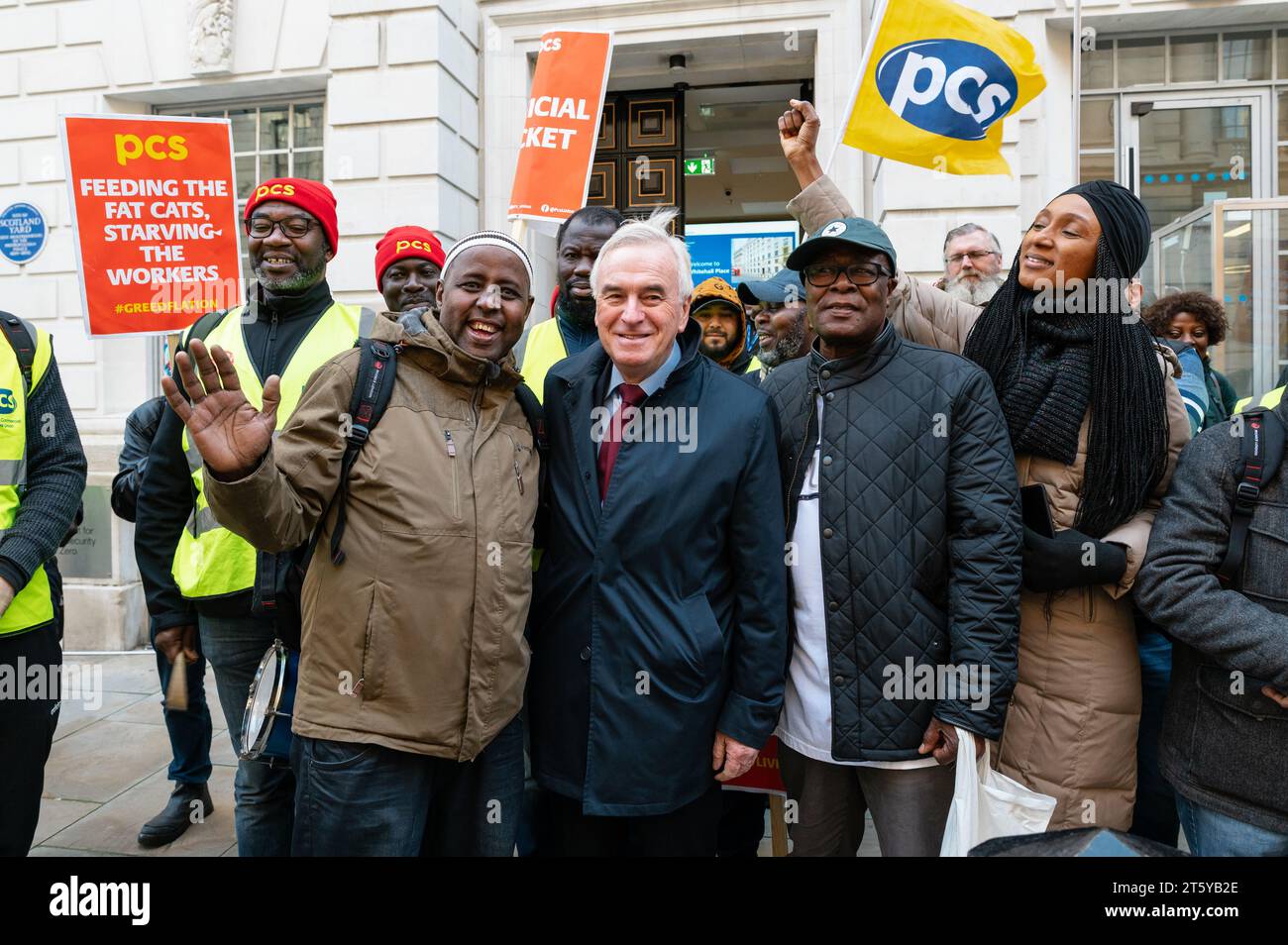 London, UK. 7 November 2023. Striking PCS union clearers protest at ...