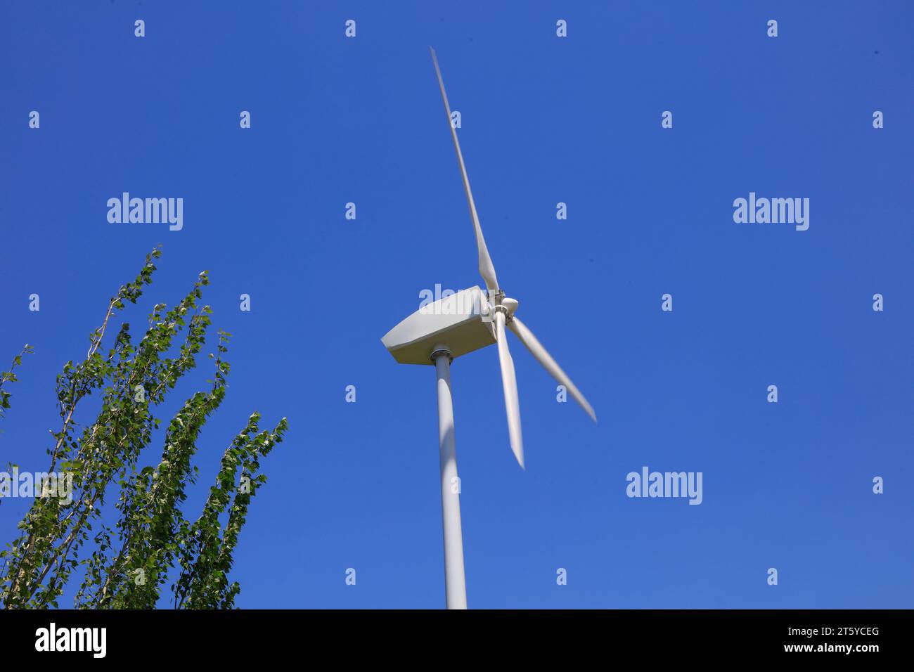 wind driven generator under blue sky Stock Photo - Alamy
