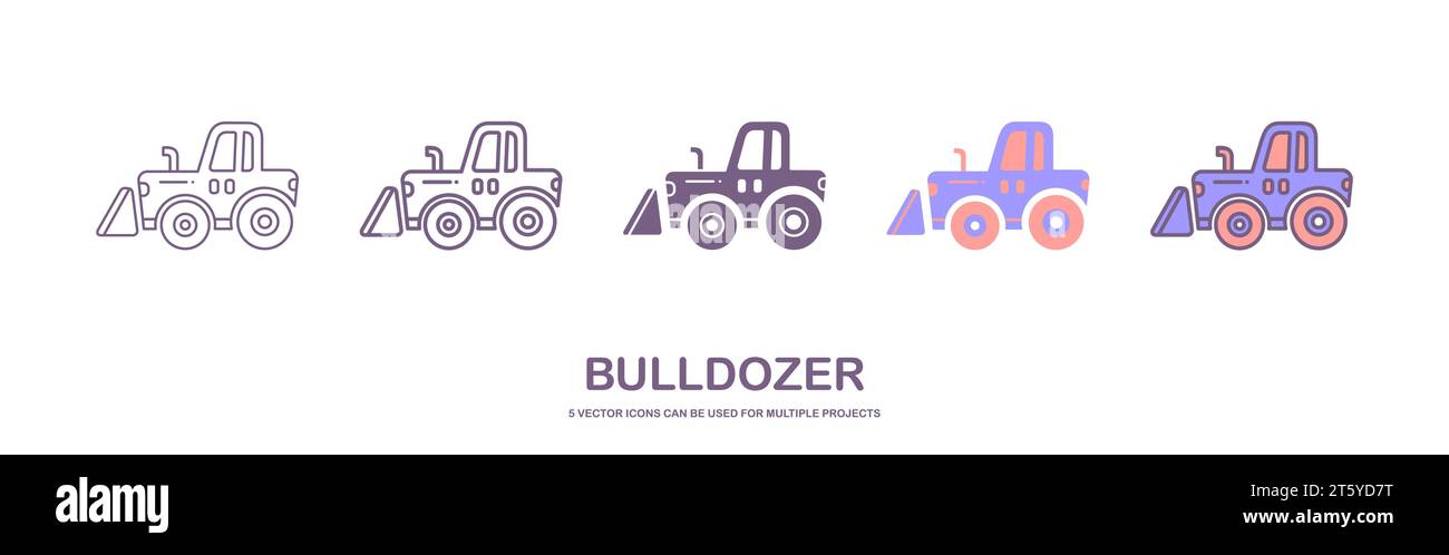 Bulldozer icon. Heavy tracked tractor with blade. Vector simple flat ...