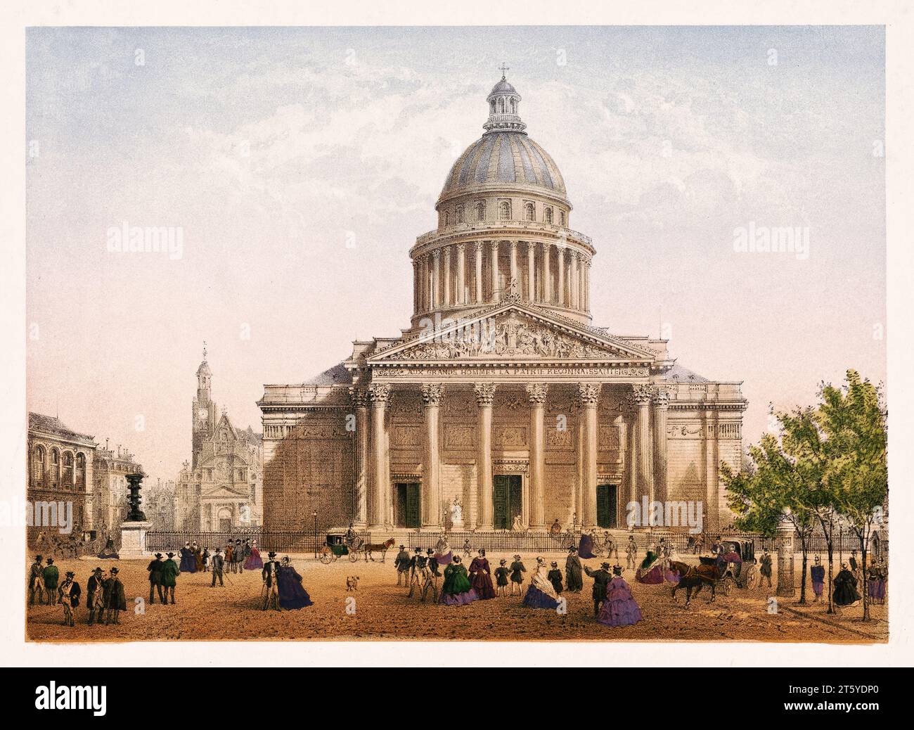Old view of Le Panthéon, Paris. By Rivière, publ. in Paris, ca 1875 ...
