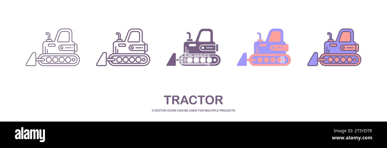 Bulldozer icon. Heavy tracked tractor with blade. Vector simple flat ...