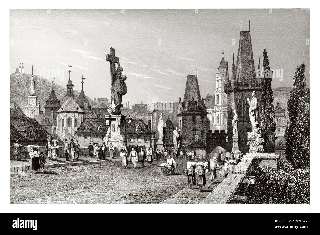 Pedestrian at charles bridge Cut Out Stock Images & Pictures - Alamy