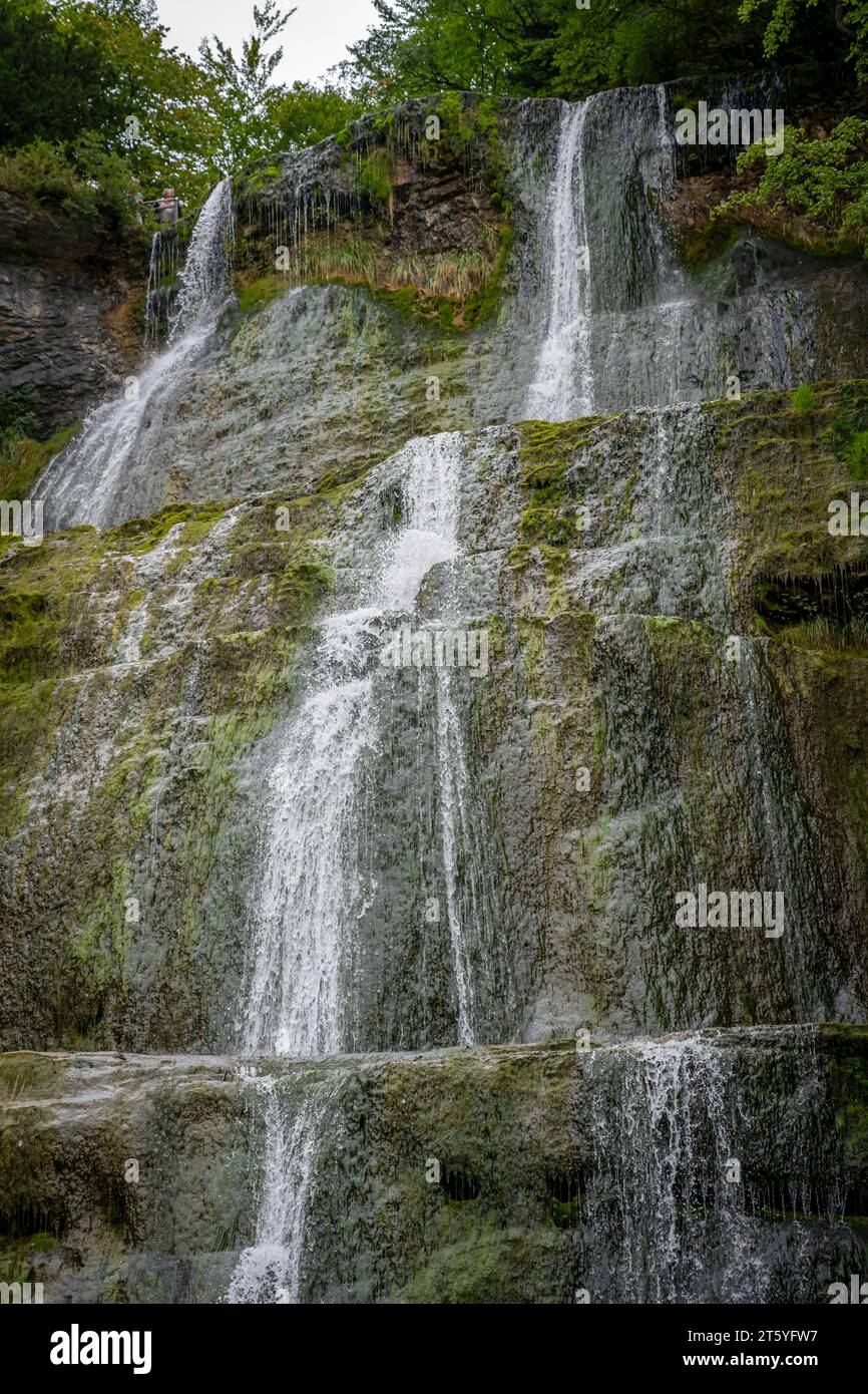 Lake District. Hérisson Waterfalls. View of the Fan Waterfall Stock ...