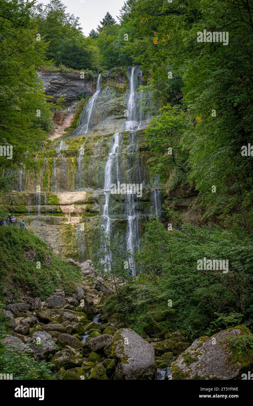 Lake District. Hérisson Waterfalls. View of the Fan Waterfall Stock ...