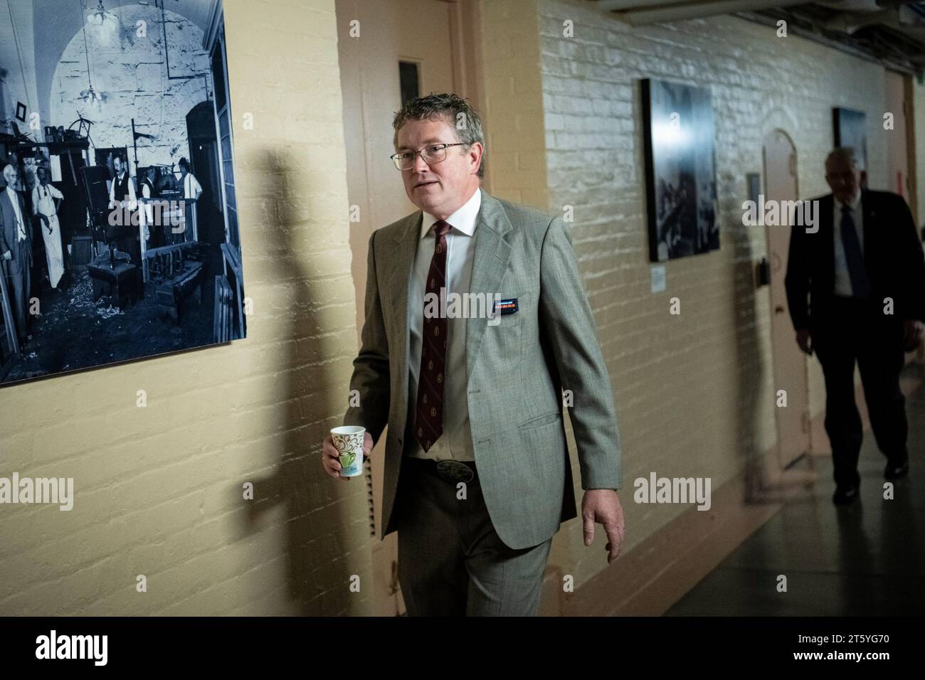 Representative Thomas Massie (R-KY) arrives for a House Republican ...