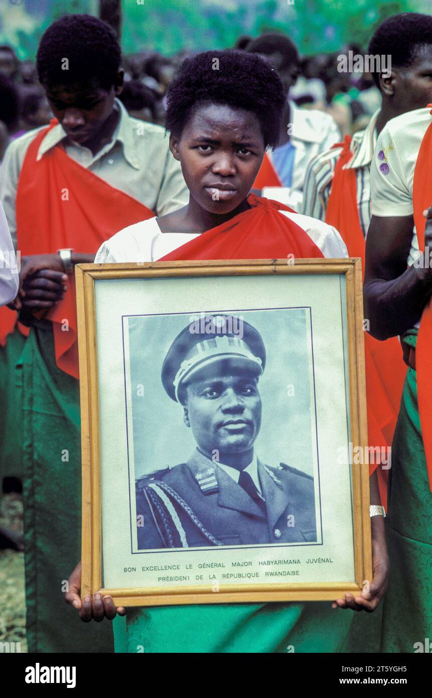 Rwanda, Kirinda; During inauguration of a water pipeline a visitor ...