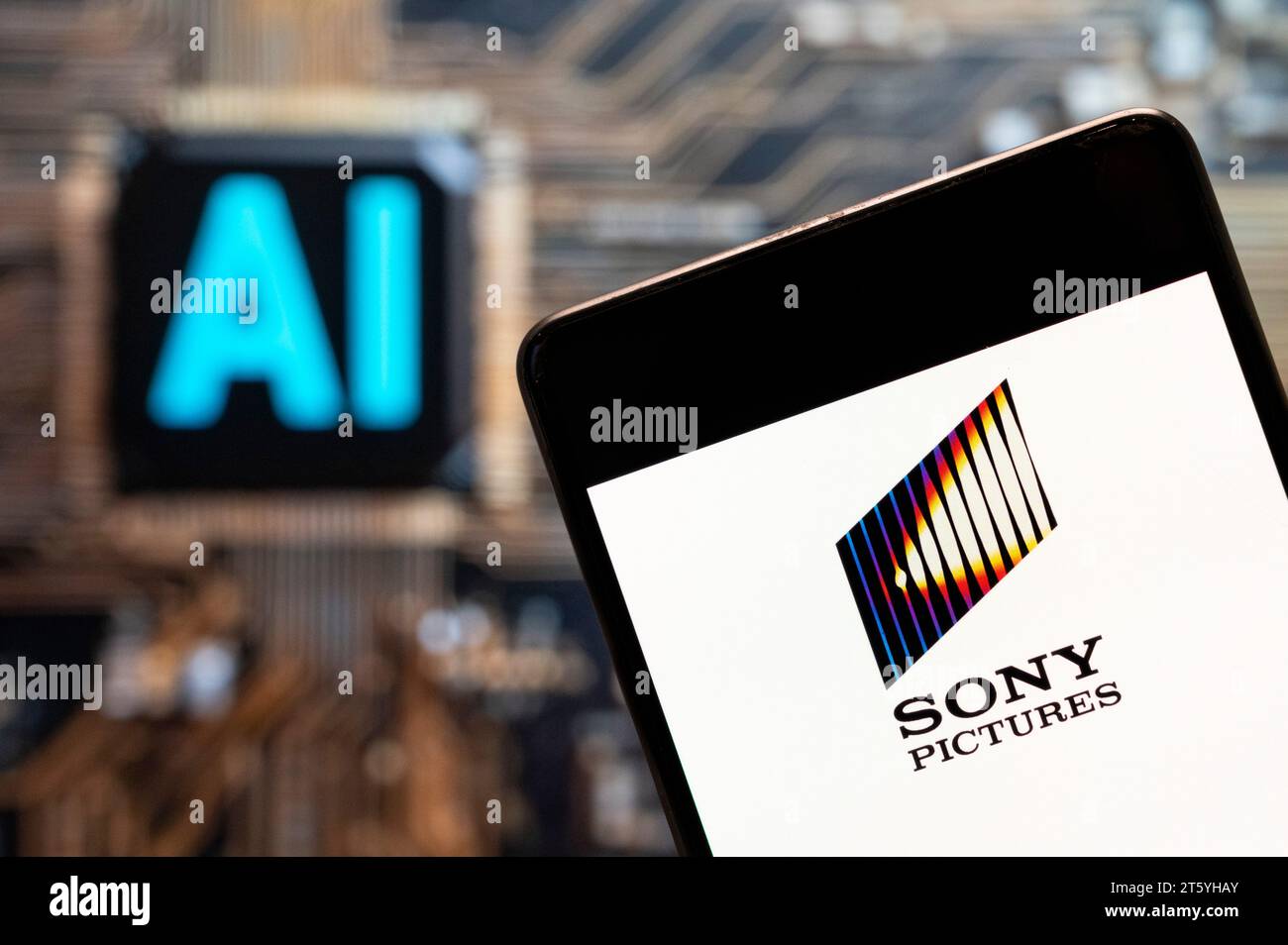 In this photo illustration, the American film studio, production and ...