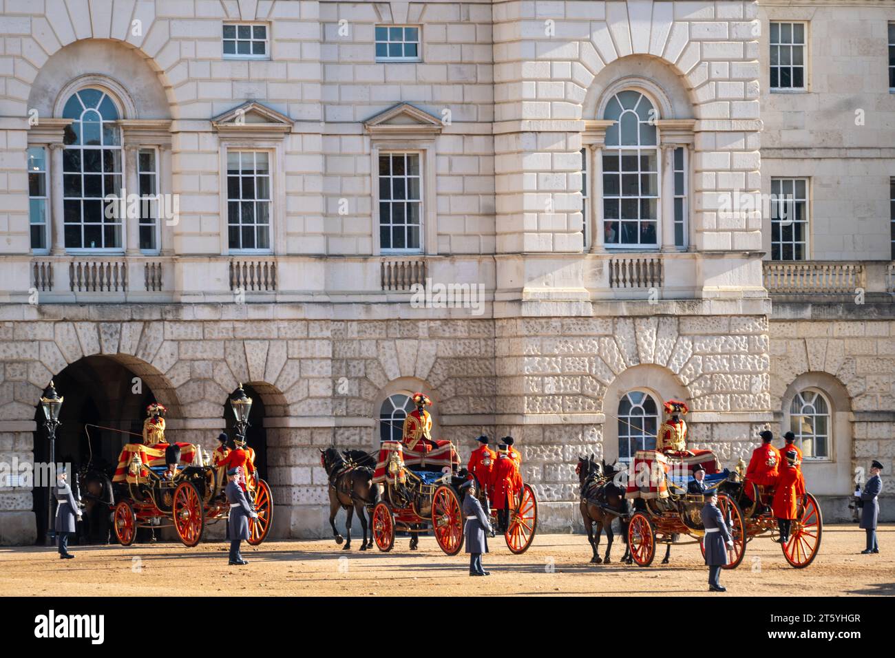 London, UK. Tuesday, 7 November, 2023. Royal carriages on their way to ...