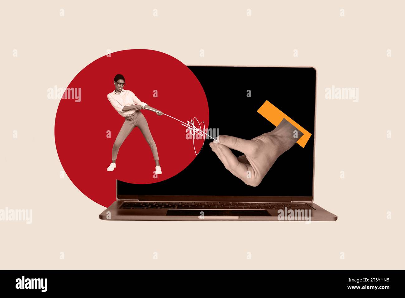 Exclusive magazine picture sketch collage image of purposeful worker ...