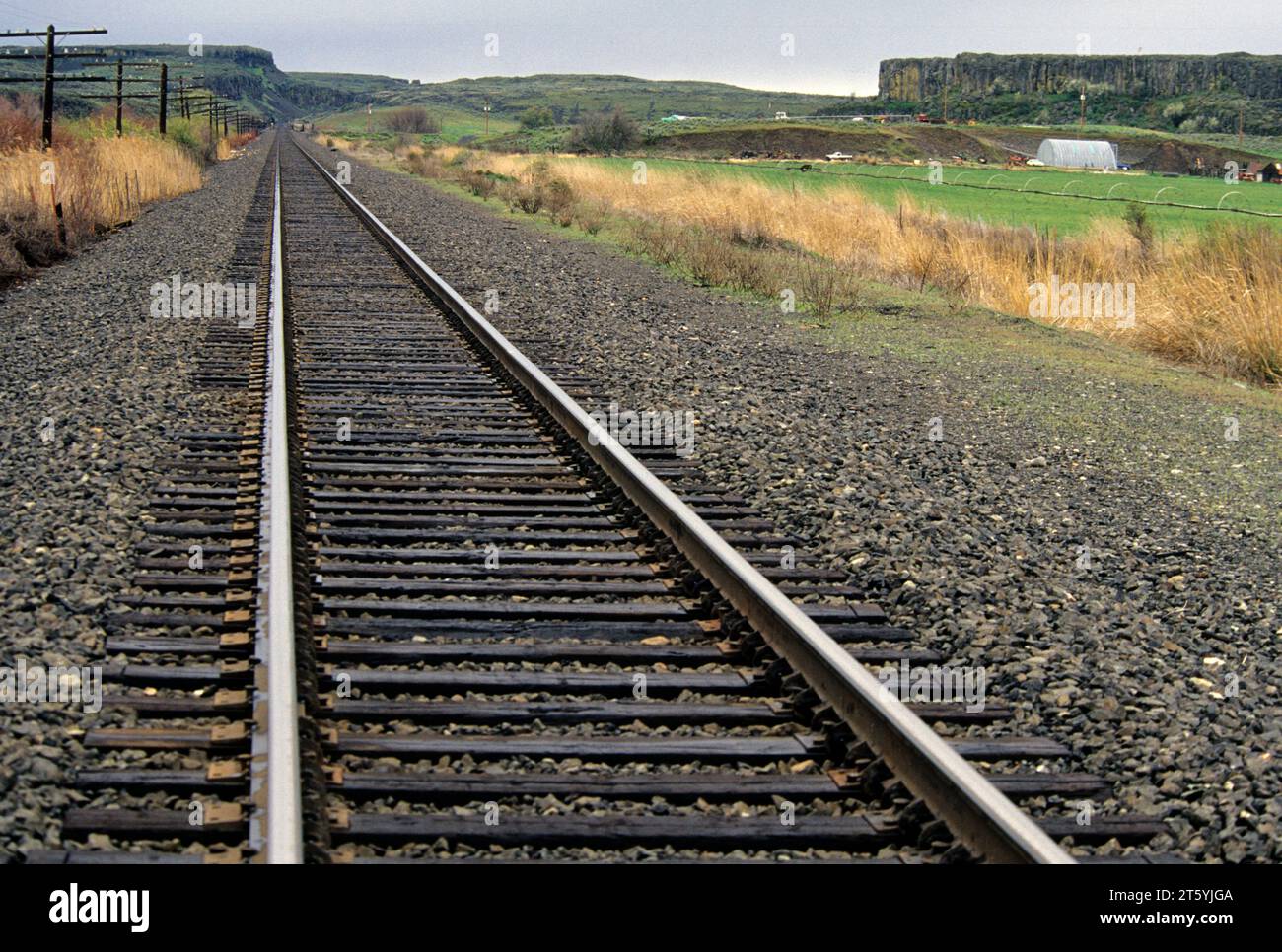 Railroad through Crab Creek coulee, Irby, Washington Stock Photo - Alamy