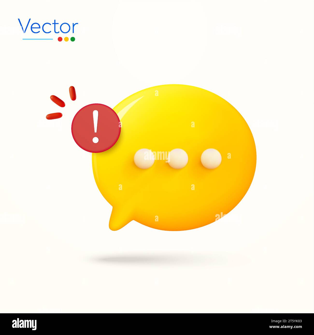 3d rendered chat box or thinking bubble with noticeable exclamation ...