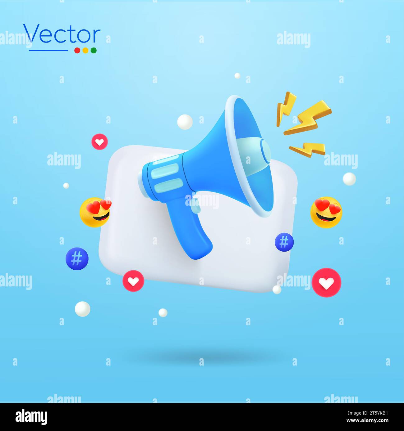 3d announcement banner concept with megaphone, chat box, emoticons. 3d ...