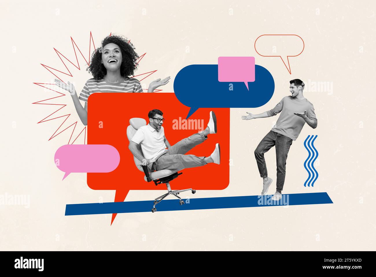 Creative trend collage of teamwork communication collaboration startup ...