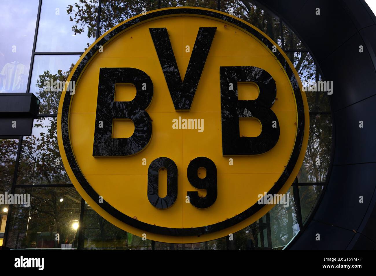 A general view of the Borussia Dortmund team logo on the club shop ...
