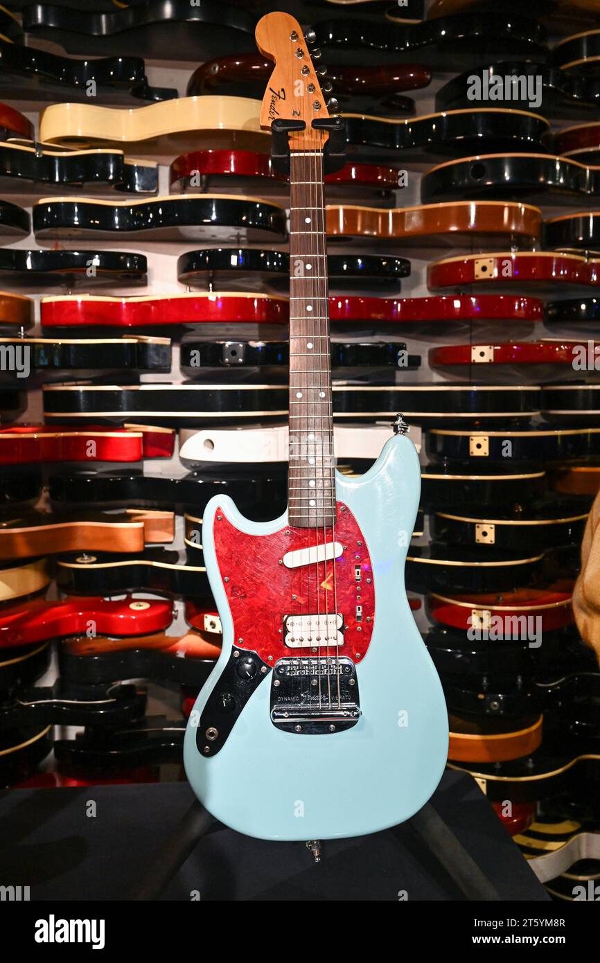 Kurt Cobain's Skystang I guitar on display during the media preview for ...