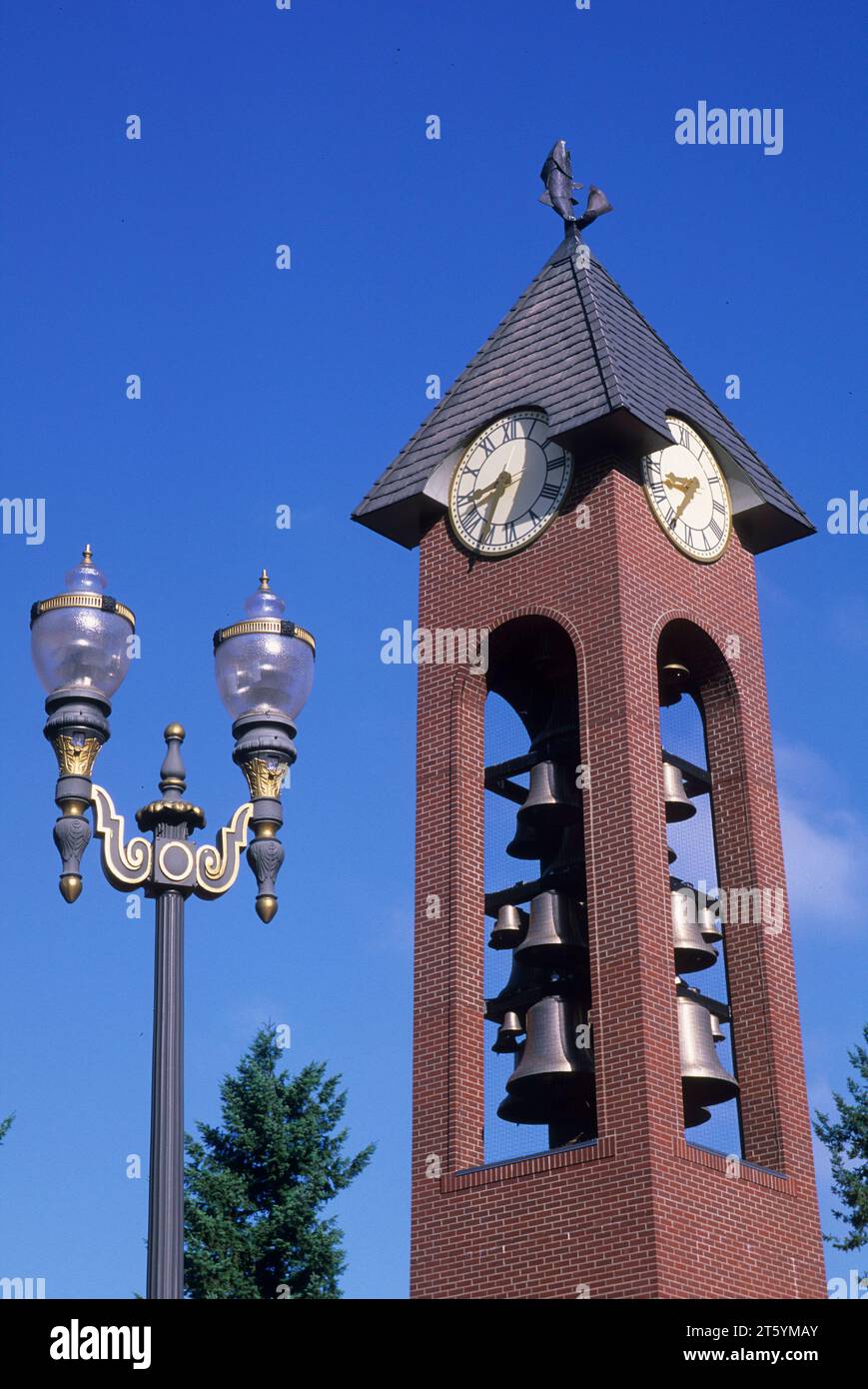 Salmon Run Belltower, Esther Short Park, Vancouver, Washington Stock ...