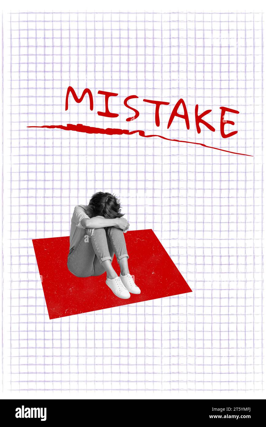 Image collage artwork of sad upset woman sitting hiding face suffer ...