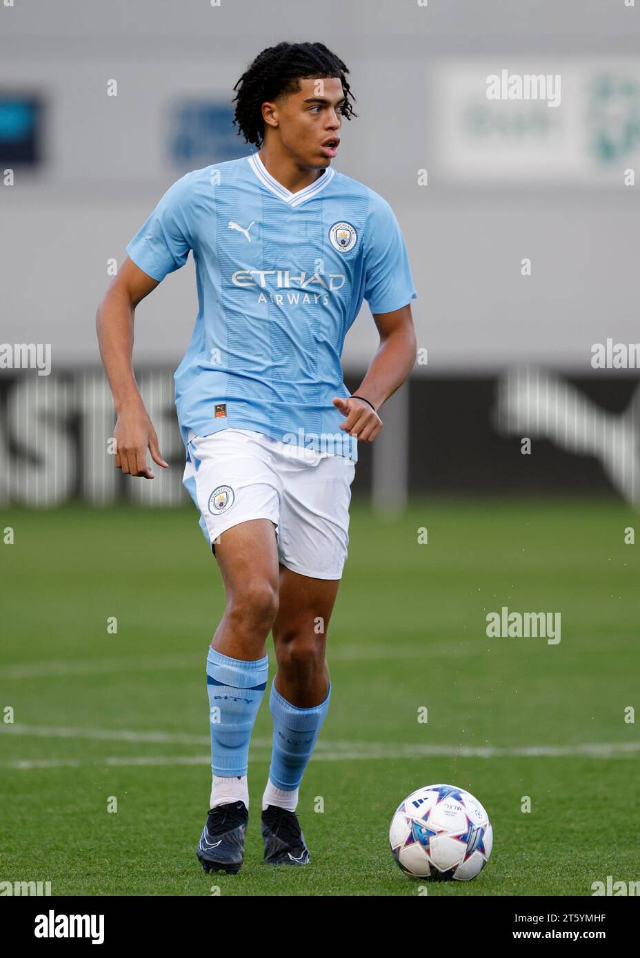 Manchester City's Jahmai Simpson-Pusey on the ball during the UEFA ...