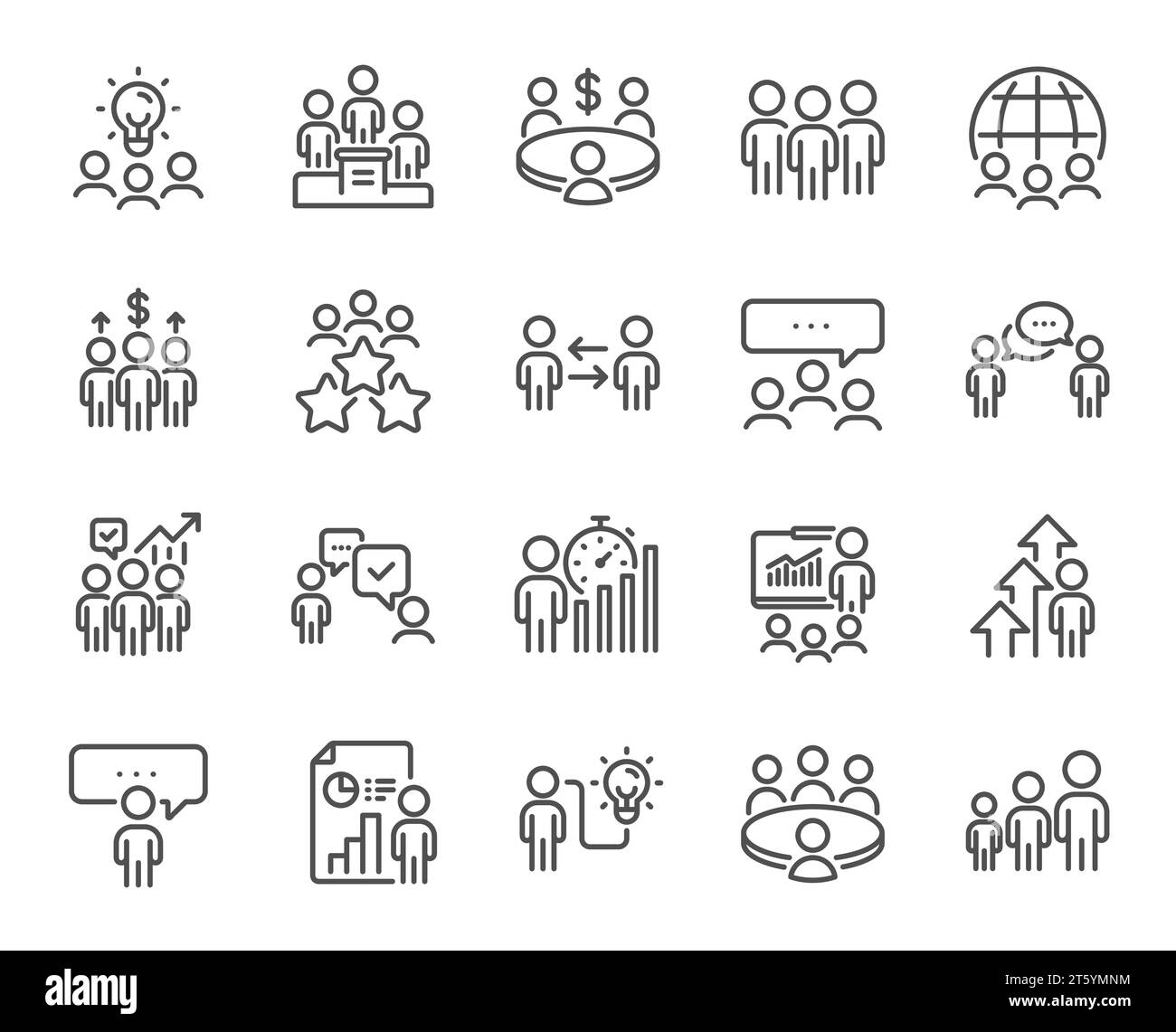 Meeting line icons. Conference, seminar, classroom. Team, work and ...