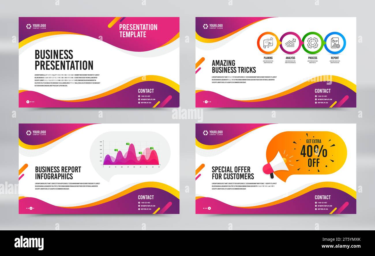 Layout design with cover page. Report presentation slides. Brochure ...