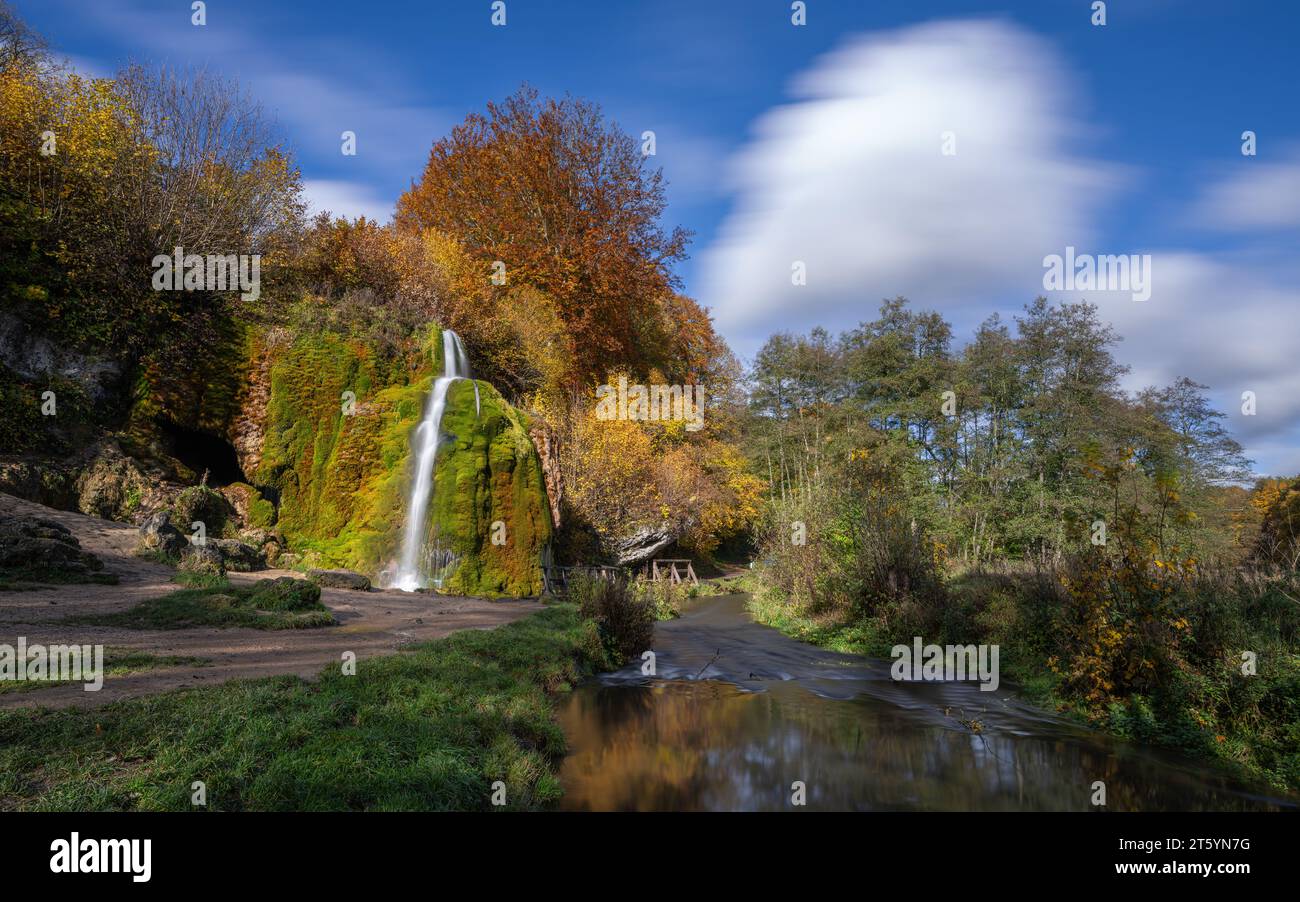 Panoramic image of Three Mills Waterfall, Eifel, Rhineland-Palatinate ...