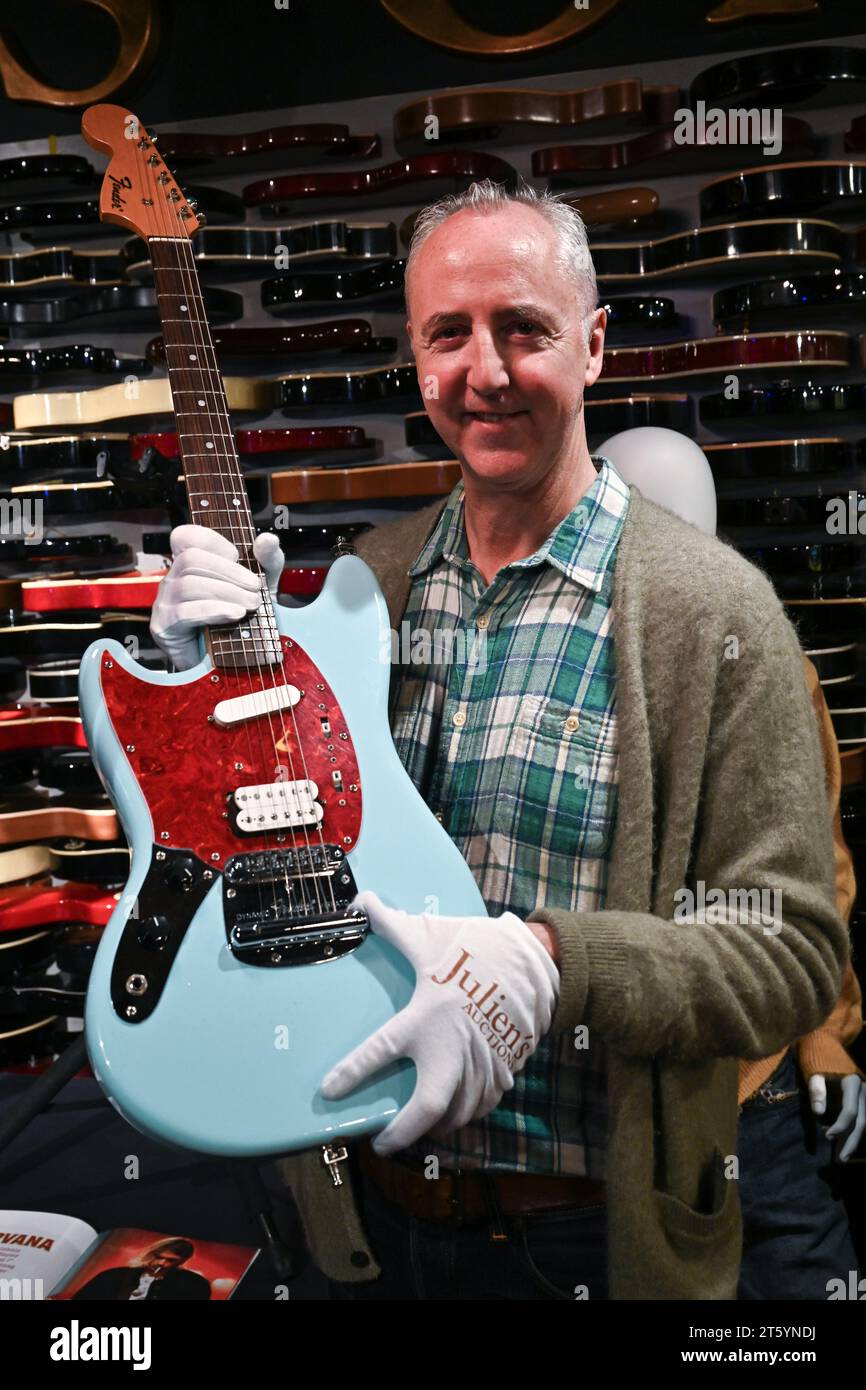 Kurt Cobain's Skystang I guitar on display during the media preview for ...