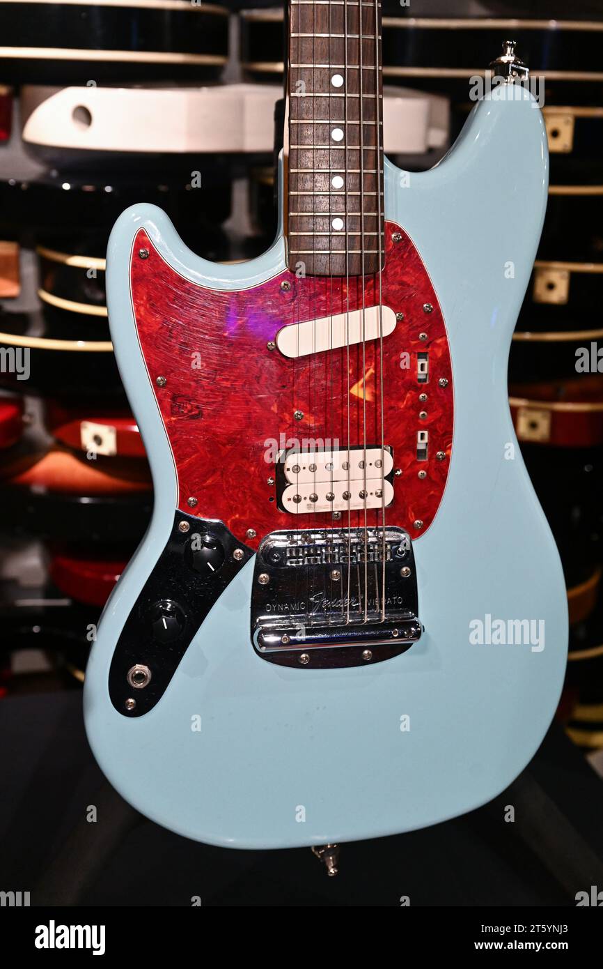 Kurt Cobain's Skystang I guitar on display during the media preview for ...