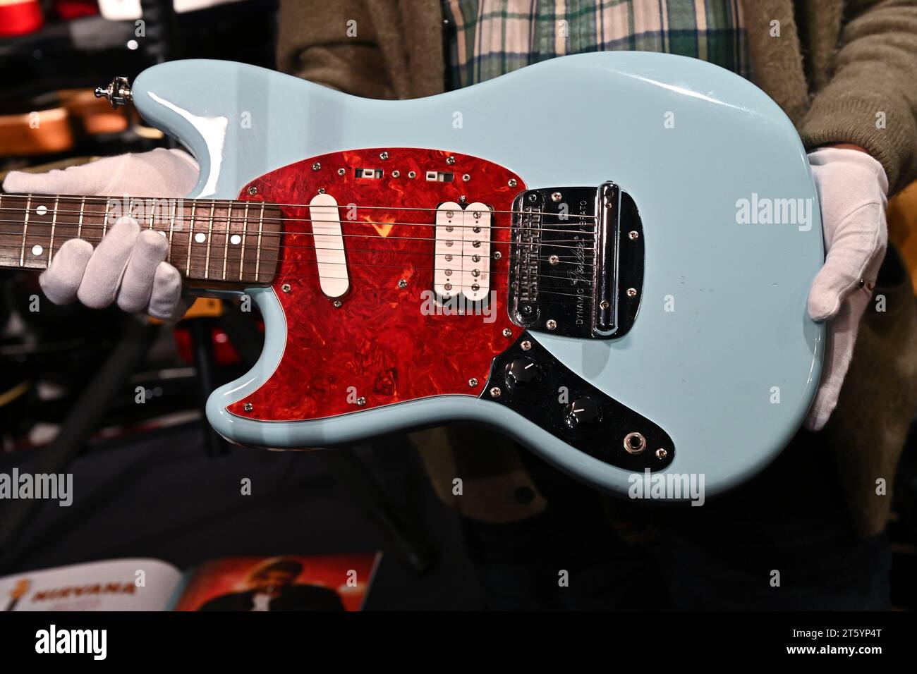 Kurt Cobain's Skystang I guitar on display during the media preview for ...