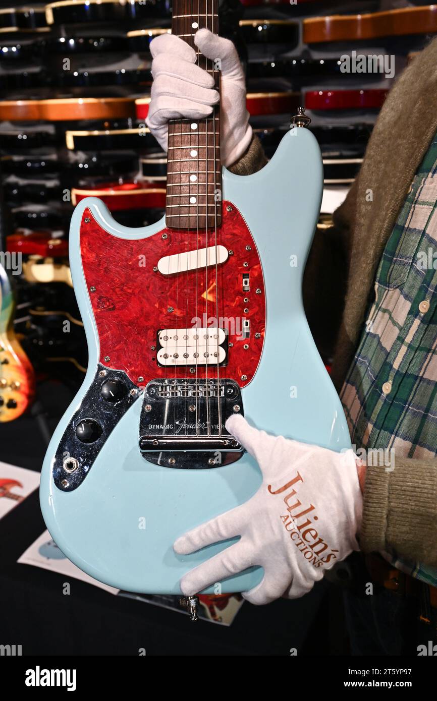 Kurt Cobain's Skystang I guitar on display during the media preview for ...