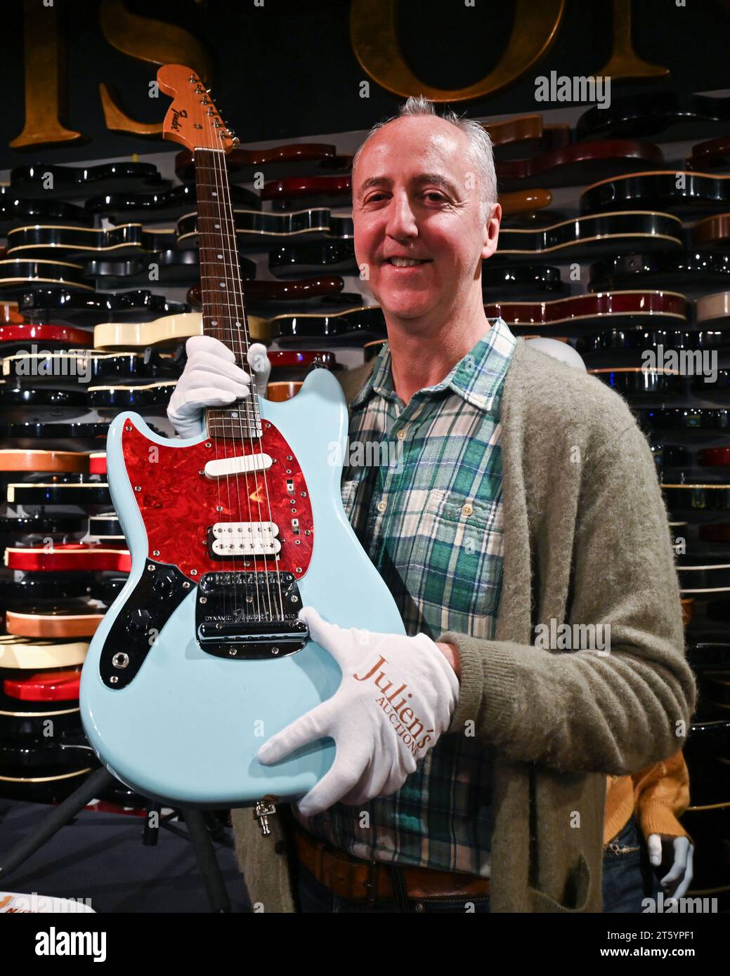 Kurt Cobain's Skystang I guitar on display during the media preview for ...