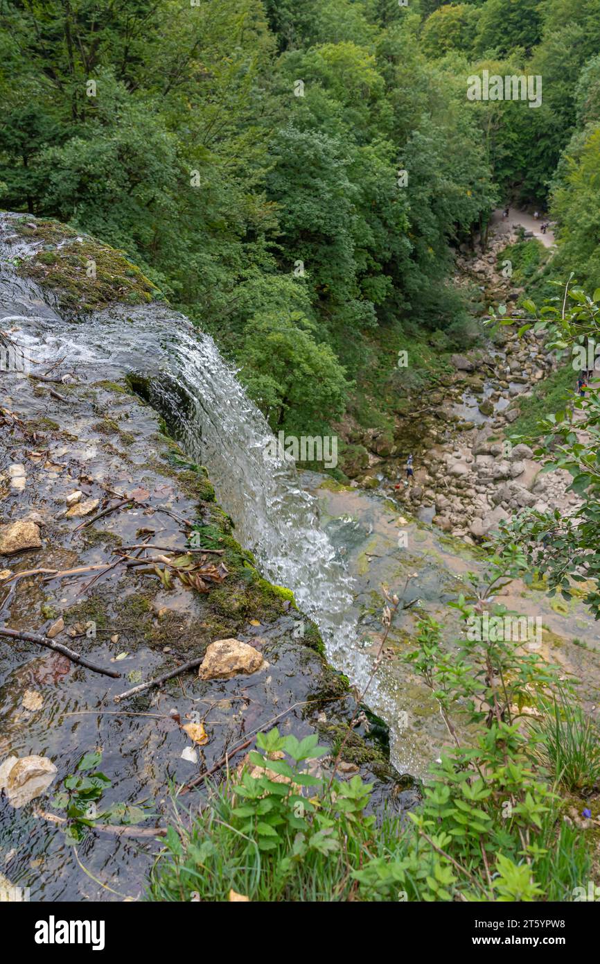 Lake District. Hérisson Waterfalls. View of the Fan Waterfall Stock ...