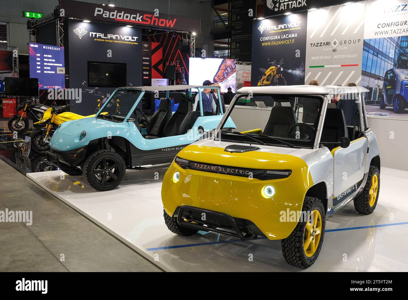 Milan, Italy. 07th Nov, 2023. Italian Volt electric mini car exposed at ...