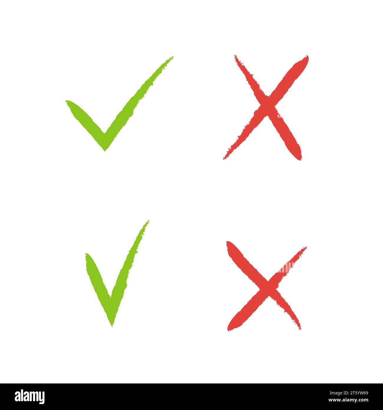 Checkmark and cross sign hand painted icon set. Infographic flat design ...