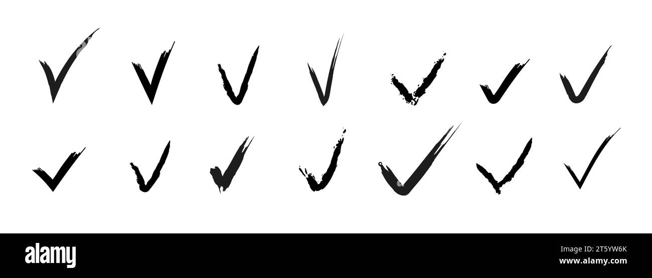 Painted tick mark collection. Check yes symbol vector illustration set ...