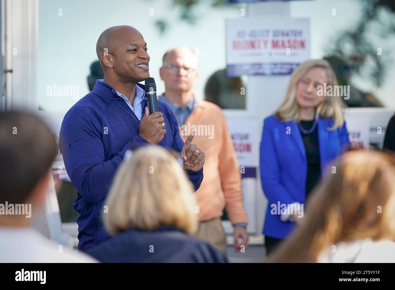 Maryland Gov. Wes Moore speaks at a campaign rally for Virginia State ...