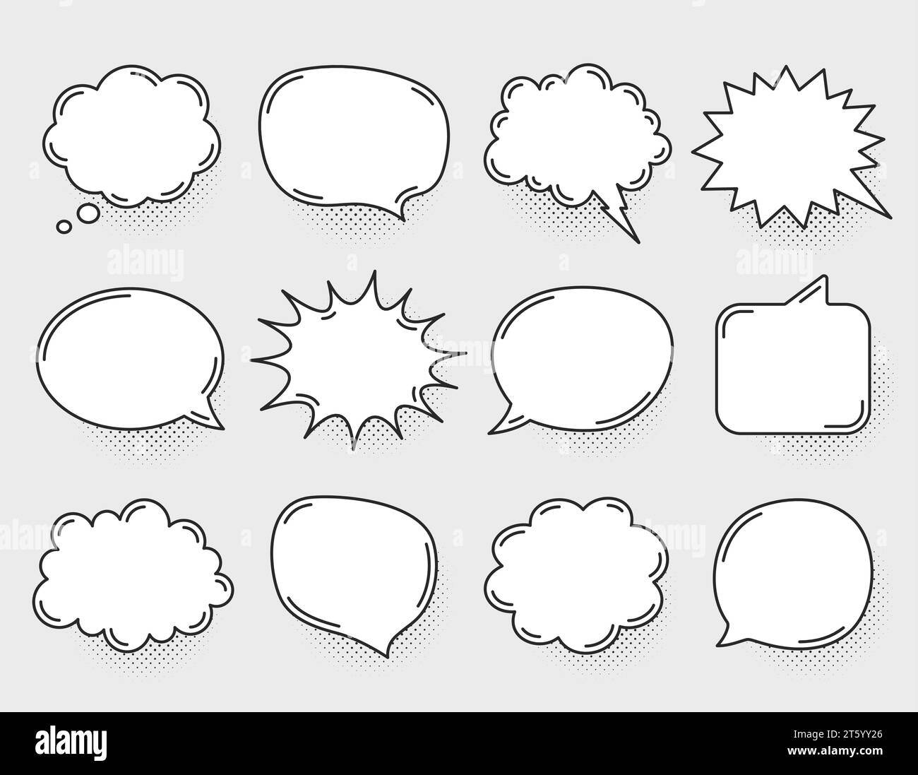 Comic speech bubbles. Thinking and speaking clouds. Retro bubbles ...