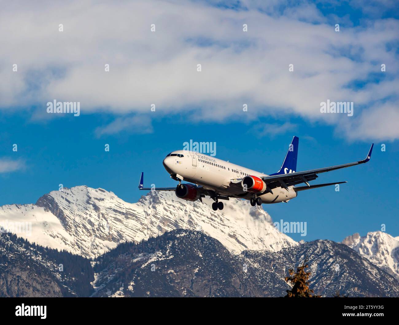 SAS Scandinavian Airlines aircraft, Boeing 737-800, approaching ...