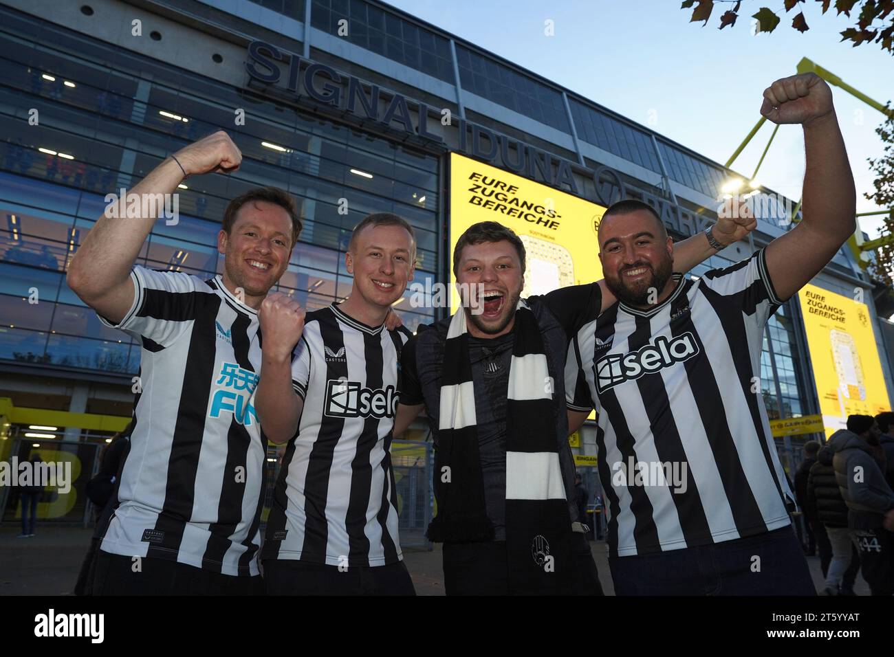 Newcastle United fans outside the stadium ahead of the UEFA Champions ...