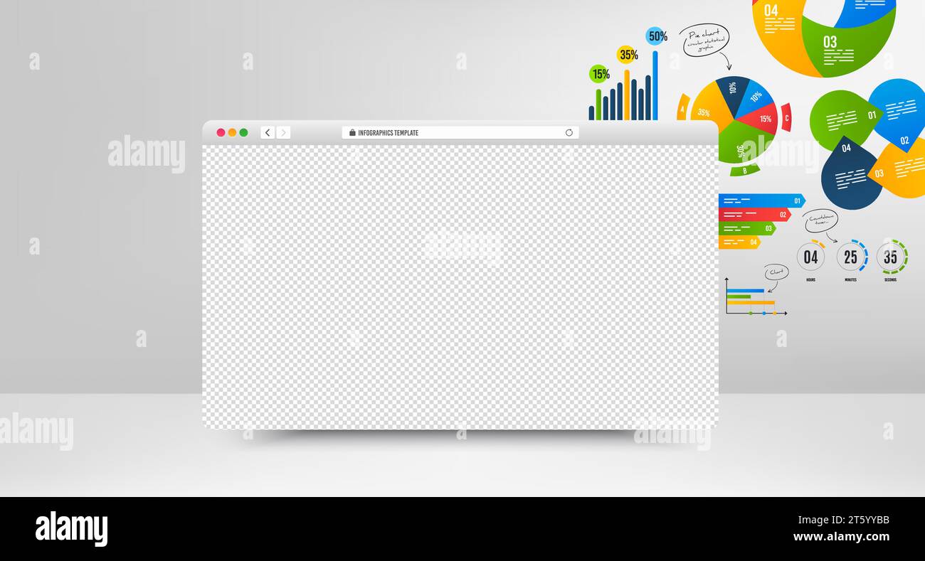 Infographics web banner template. Web page with business data graphs ...