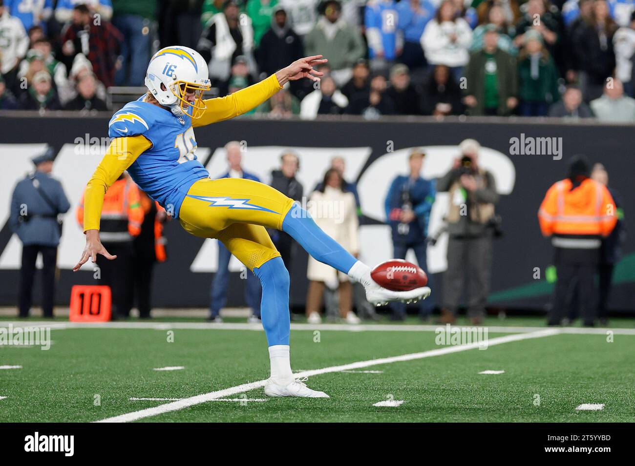 Los Angeles Chargers punter JK Scott (16) punts the ball against the ...