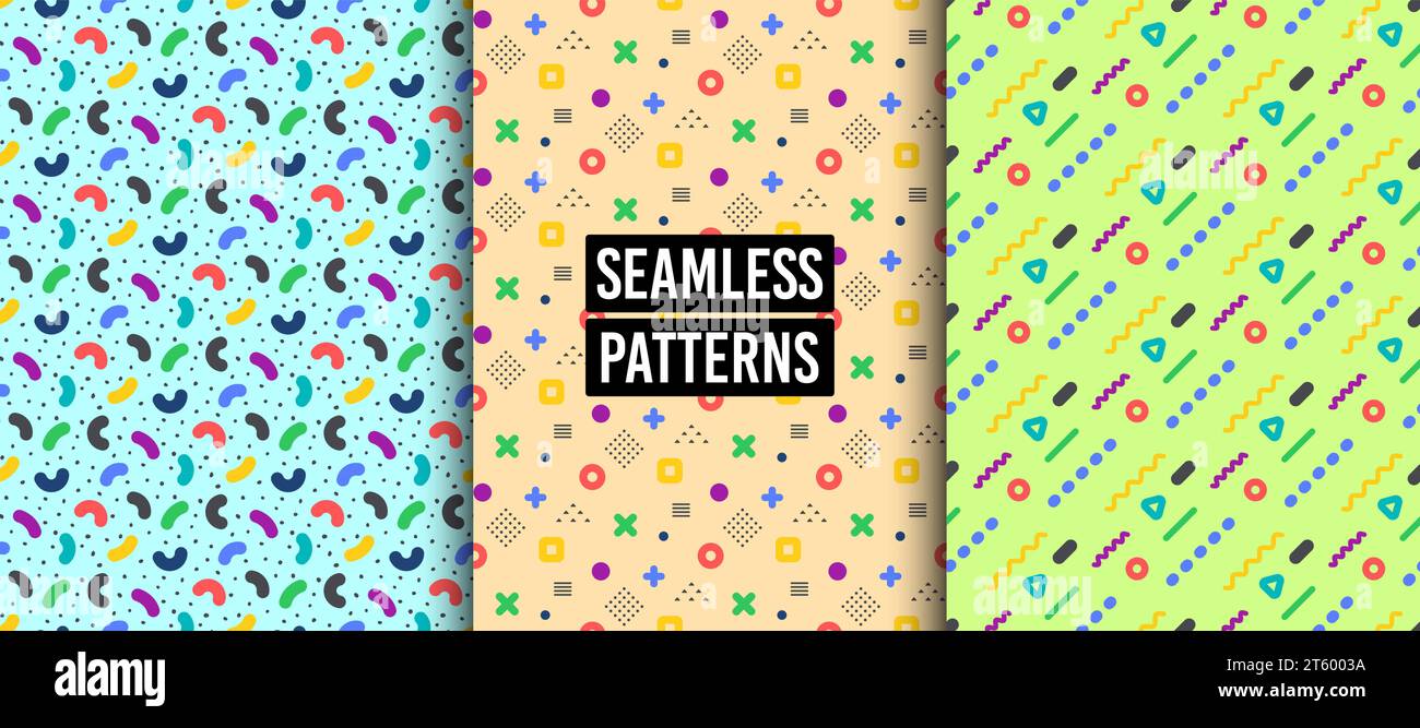 Geometric patterns. Abstract seamless textures. Colorful geometric ...