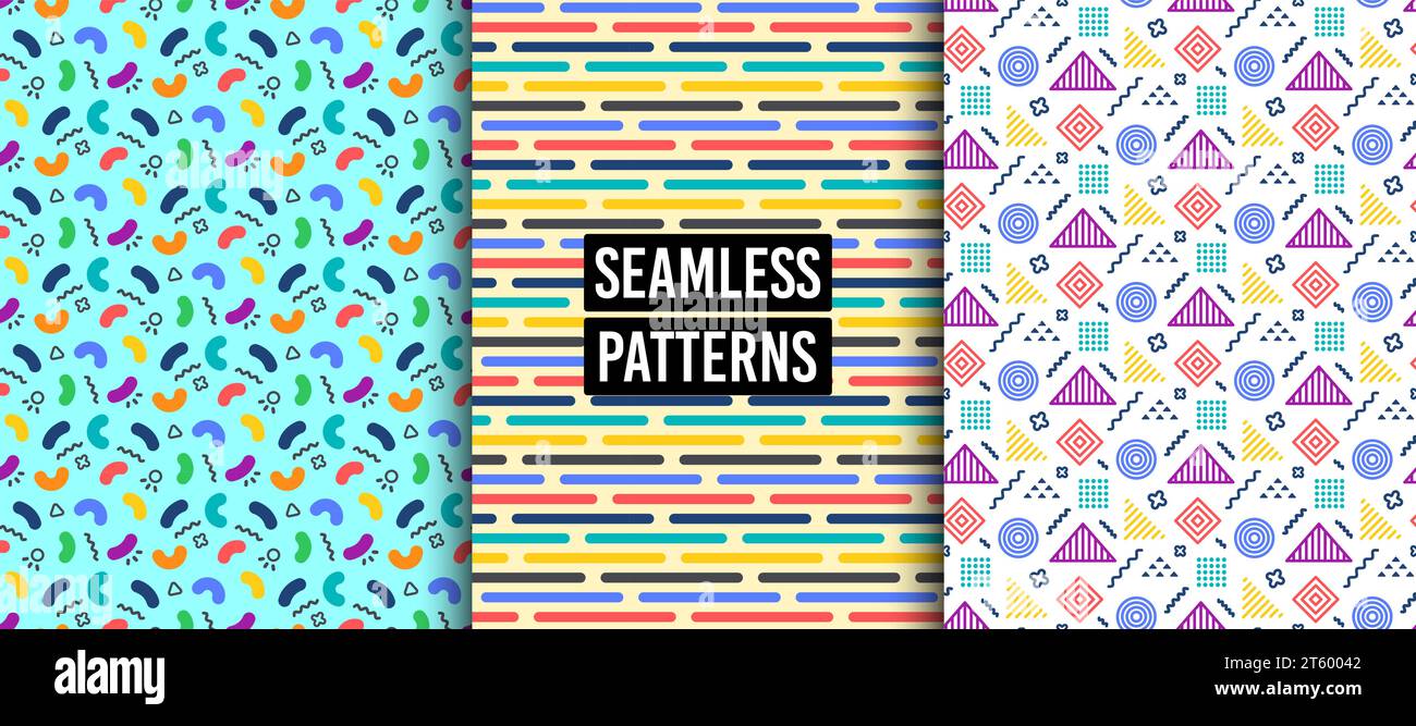 Geometric patterns. Abstract seamless textures. Colorful geometric ...