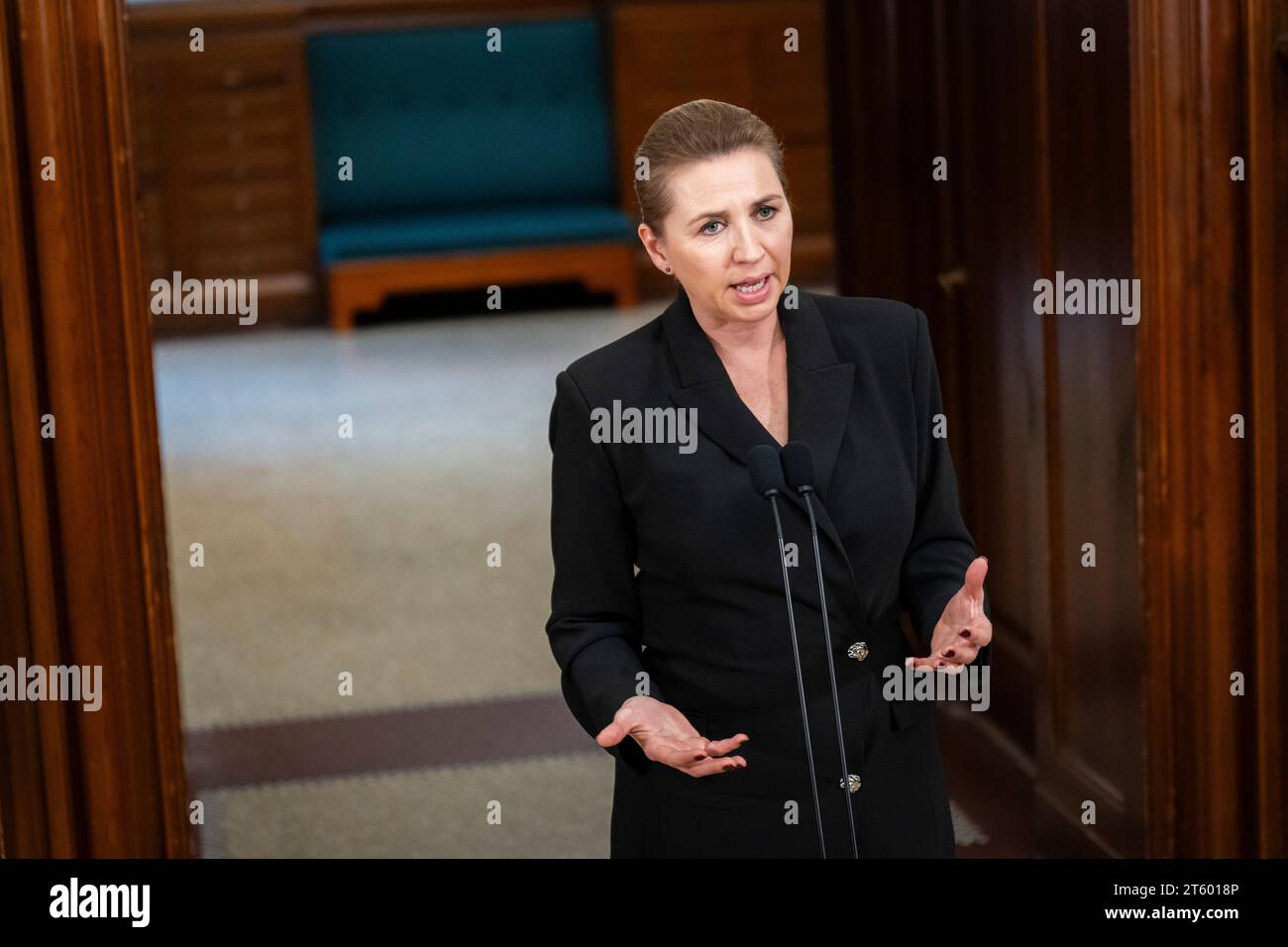 Prime Minister Mette Frederiksen meets the press in connection with ...