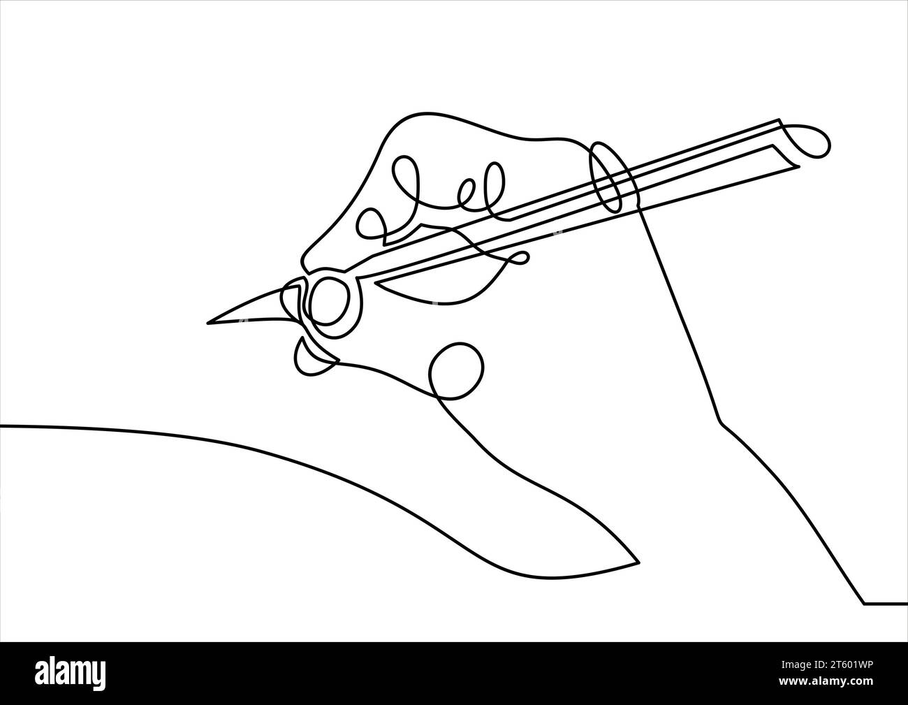line drawing of hand holding a pen- continuous line drawing Stock ...