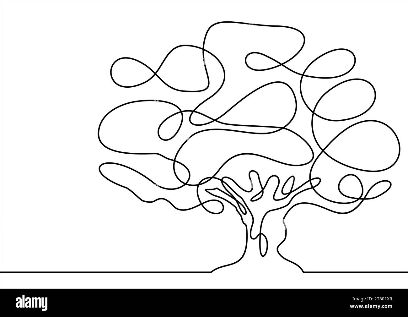 Tree logo continuous one line drawing of nature tree vector ...