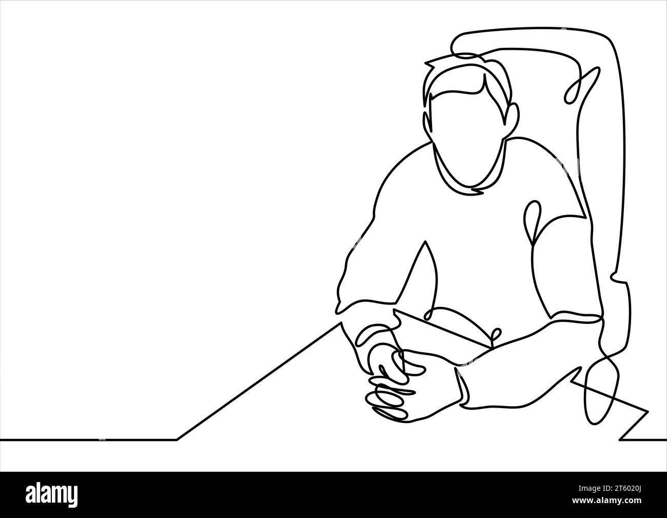 successful businessman sitting in chair-continuous line drawing Stock ...