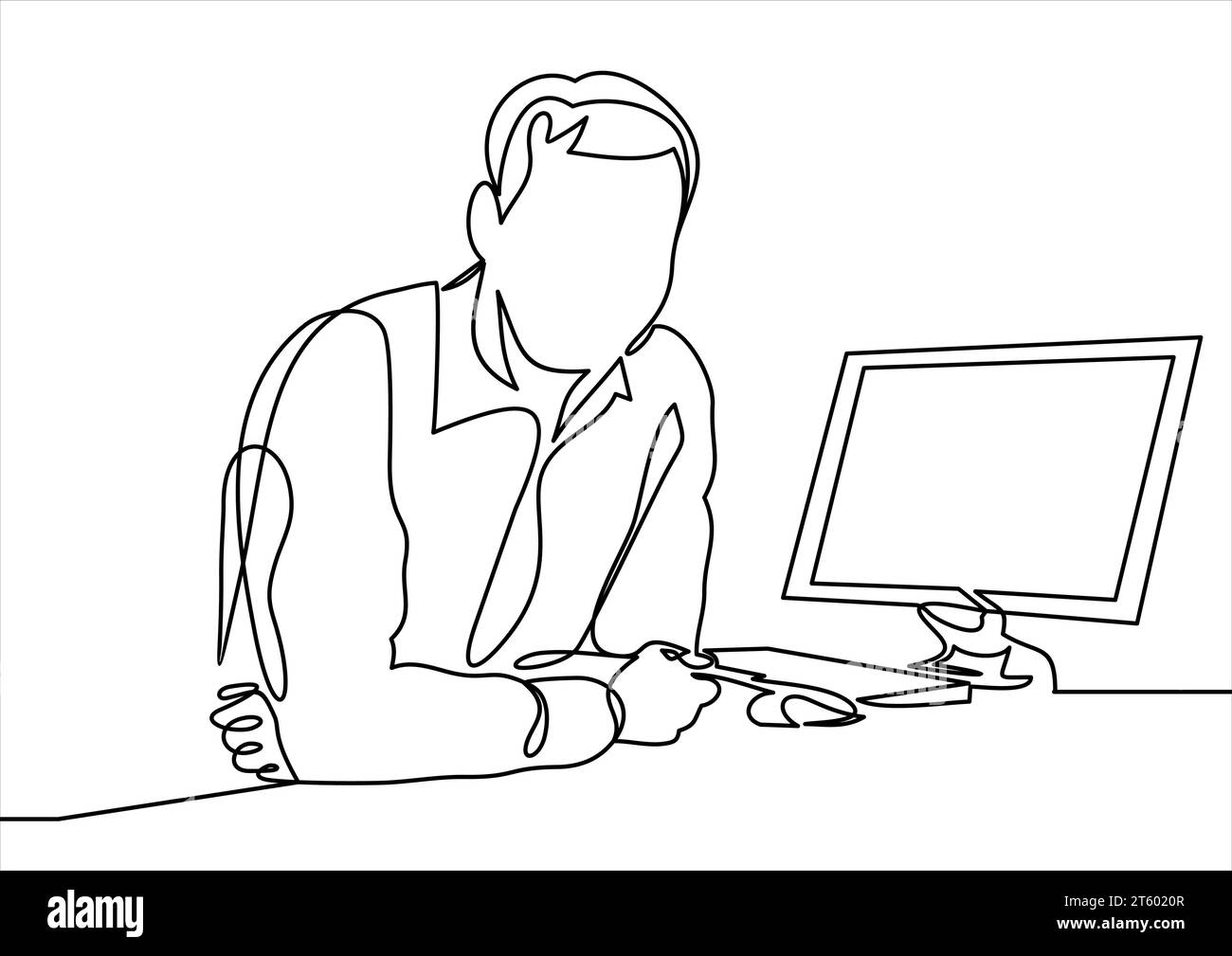 businessman working with computer, business character working in office ...