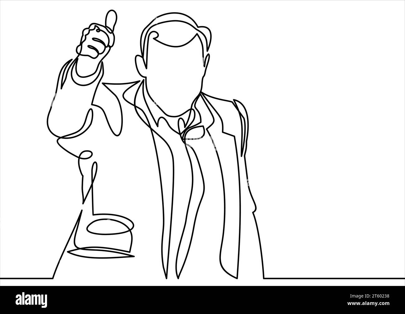successful businessman showing thumb up, vector- continuous line ...