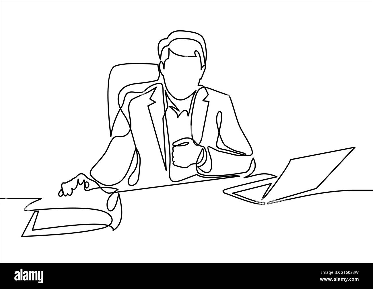 businessman in a suit sitting in a office on a chair at the computer ...