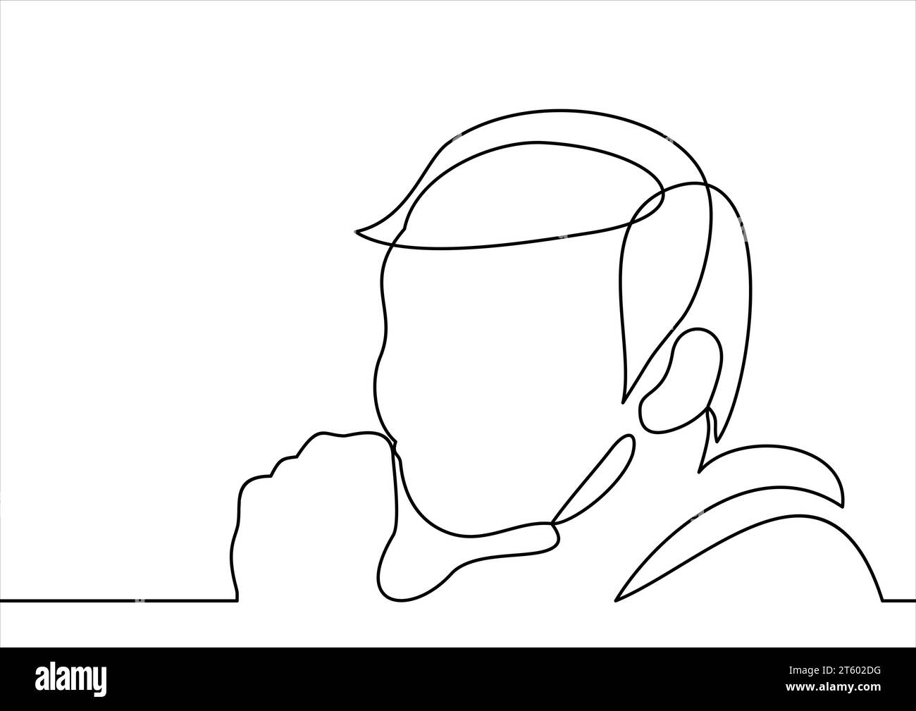successful man thought props his chin- continuous line drawing Stock ...
